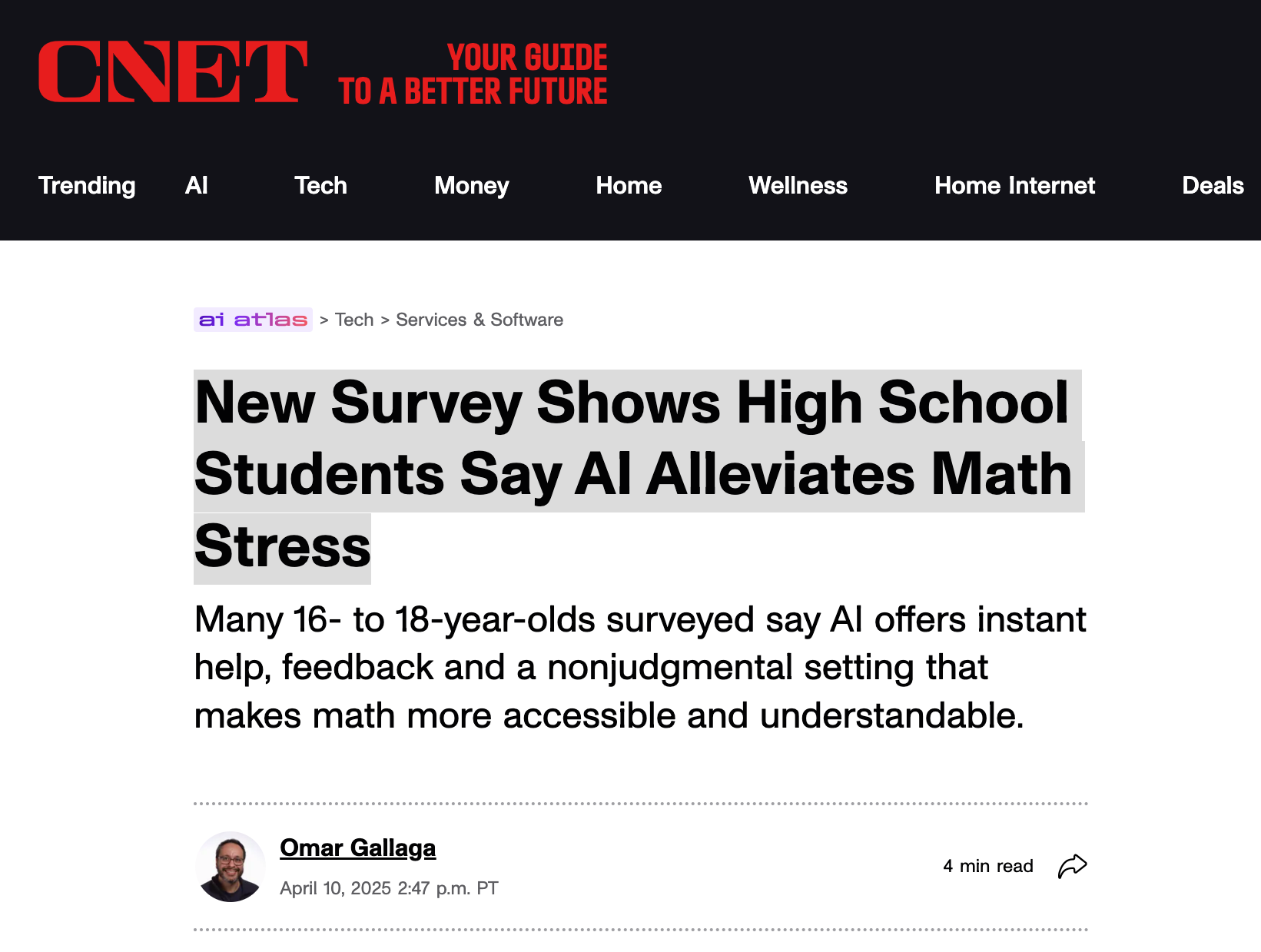 New Survey Shows High School Students Say AI Alleviates Math Stress ...